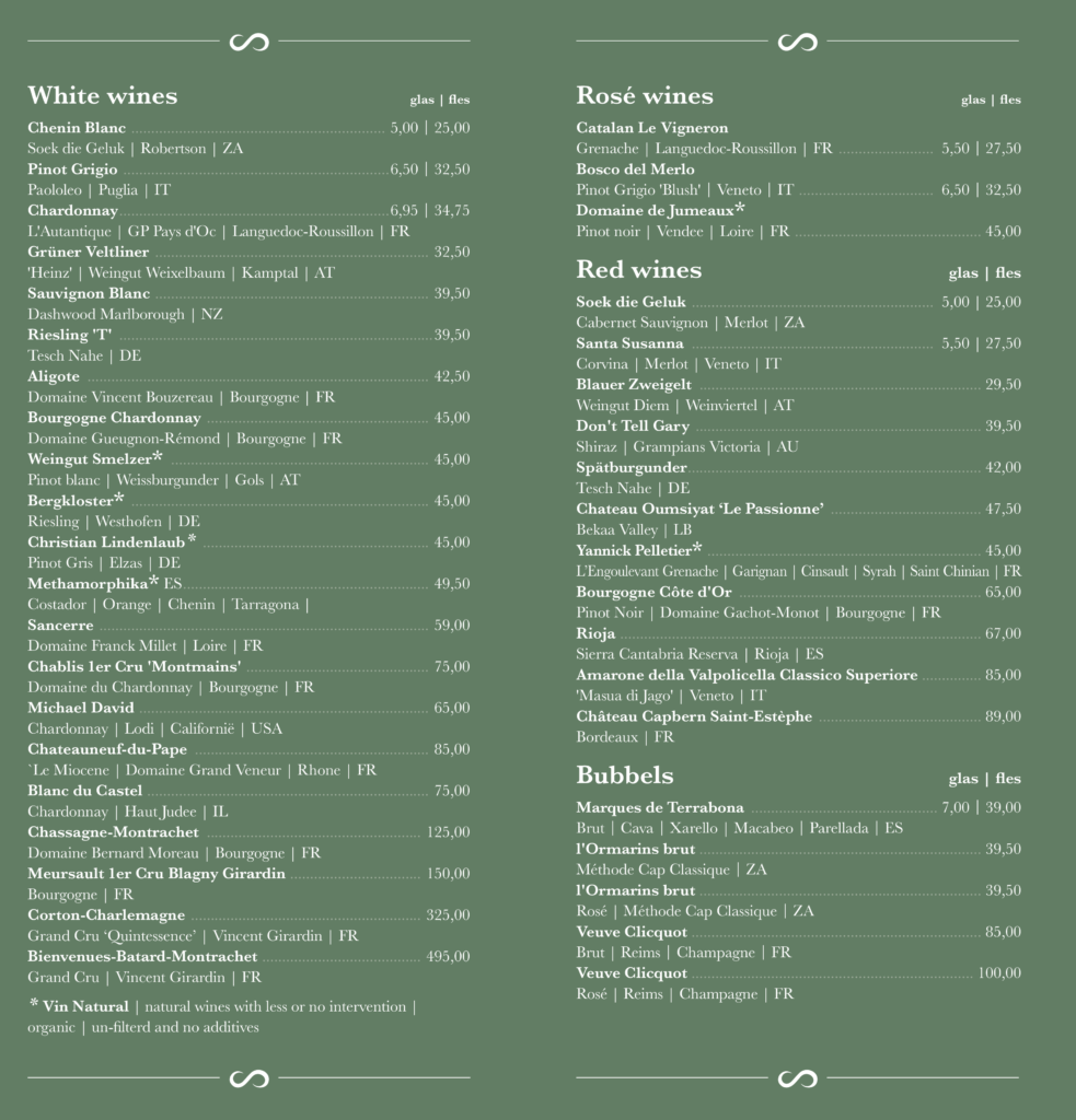 Menu - Soul Beach